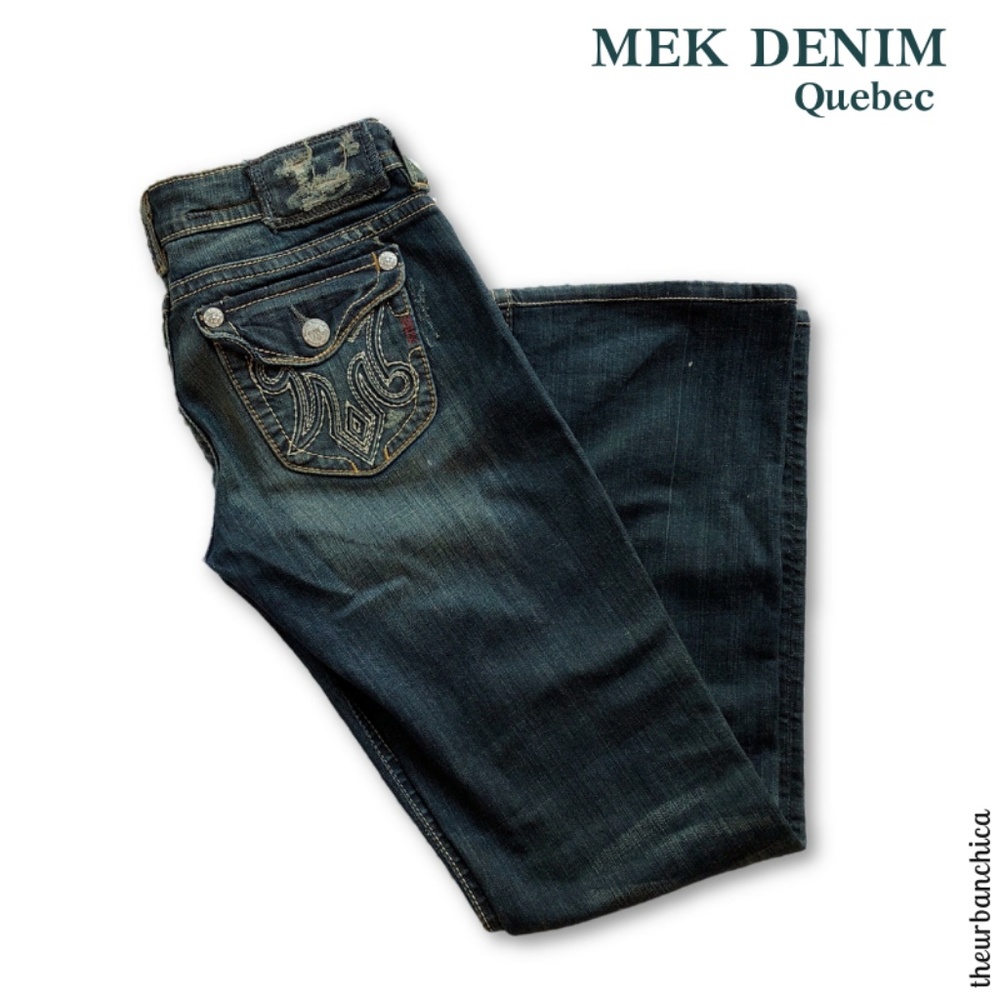 Mek Denim Quebec Distressed Bootleg Blue Jean - Gem
